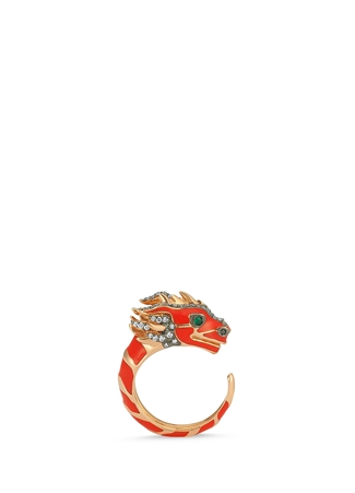 Collection-Selda Jewellery Kadın Turuncu Dragon Formlu Altın Rengi Yüzük EU
