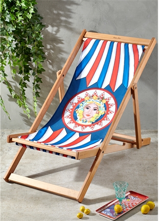 Chiara Alessi Positano Mavi Yüz Desenli Ahşap Şezlong Çok Renkli Chiara Alessi Positano Mavi Yüz Desenli Ahşap Şezlong Çok Renkli