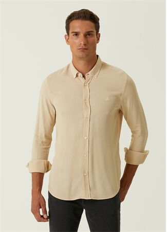 Beymen Club Erkek Slim Fit Bej Oxford Gömlek S