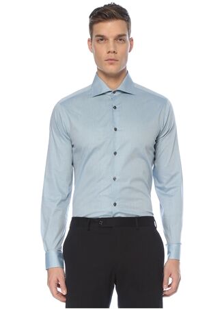 Pal Zileri Erkek Mavi Kesik Yaka Gömlek 39 IT