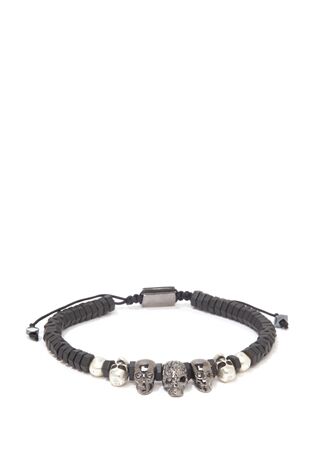 Academia Erkek Siyah Taşlı Kurukafa Figürlü Bileklik EU IT