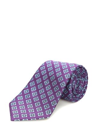 Canali Erkek Mor Çiçek Desenli İpek Kravat EU