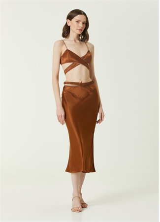 Anna October Kadın Kahverengi Beli Elastik Bantlı Midi Etek Xs Eu Anna October Kadın Kahverengi Beli Elastik Bantlı Midi Etek Xs Eu