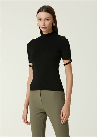 Jacquemus Kadın Siyah Dik Yaka Kısa Kol Triko 38 FR