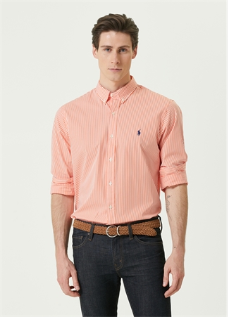 Polo Ralph Lauren Erkek Turuncu Çizgi Desenli Gömlek L Eu Polo Ralph Lauren Erkek Turuncu Çizgi Desenli Gömlek L Eu
