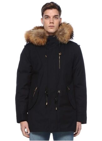 Mackage Erkek Lacivert Kapüşonlu Peluş Detaylı Mont 36 IT