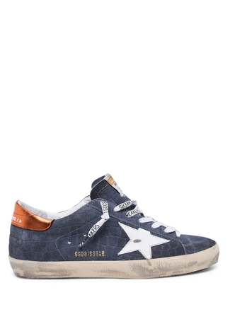 Golden Goose Erkek Superstar Mavi Krokodil Dokulu Süet Sneaker Gri 39 EU Golden Goose Erkek Superstar Mavi Krokodil Dokulu Süet Sneaker Gri 39 EU