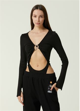 Agaleevic Kadın Siyah Kesim Detaylı Body M EU