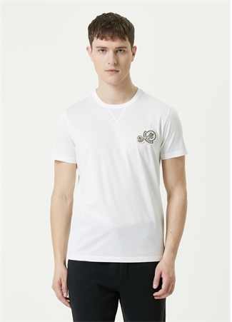 Moncler Erkek Beyaz Logo Patchli T-shirt M EU Moncler Erkek Beyaz Logo Patchli T-shirt M EU