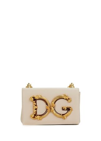 Dolce&Gabbana Kadın Pembe Logolu Deri Omuz Çantası EU