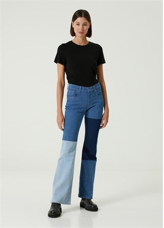 7 For All Mankind Kadın Mavi Patchwork Dokulu Jean Pantolon Lacivert 27 US 7 For All Mankind Kadın Mavi Patchwork Dokulu Jean Pantolon Lacivert 27 US