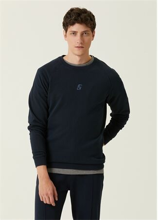 Bassigue Erkek Lacivert Bisiklet Yaka Sweatshirt L EU