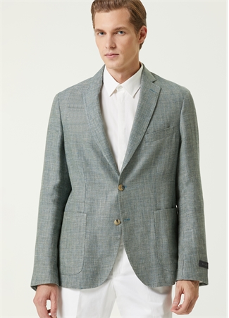 Pal Zileri Erkek Yeşil Kelebek Yaka Keten Ceket 58 IT Pal Zileri Erkek Yeşil Kelebek Yaka Keten Ceket 58 IT