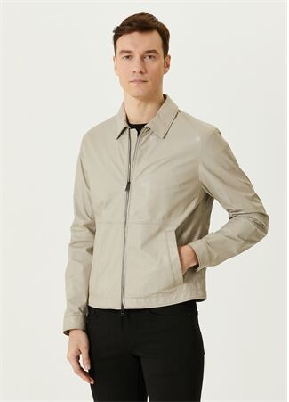 Pal Zileri Erkek Bej Deri Mont 54 IT