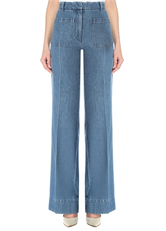 Victoria Beckham Kadın Mavi Yüksek Bel Bol Paça Jean Pantolon 28 US Victoria Beckham Kadın Mavi Yüksek Bel Bol Paça Jean Pantolon 28 US