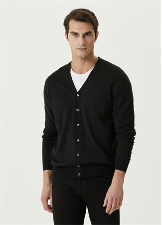 Pal Zileri Erkek Siyah V Yaka Yün Kazak 52 It