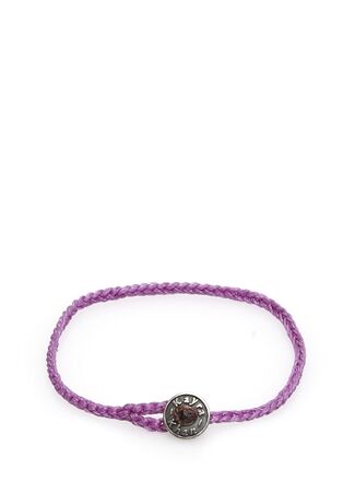 Kayra Khan Erkek Mor Örgü Dokulu Gümüş Rengi Bileklik EU