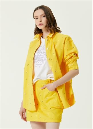 Kenzo Kadın Sarı Şal Desenli Jean Gömlek 36 FR