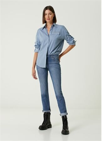 Brunello Cucinelli Kadın Slim Fit Mavi Jean Pantolon 36 IT