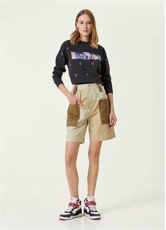 Etoile Isabel Marant Kadın Kalerna Bej Yüksek Bel Şort 34 FR