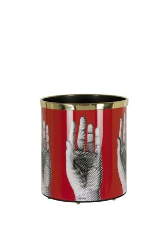 Fornasetti Kırmızı El Baskılı Çöp Sepeti Çok Renkli