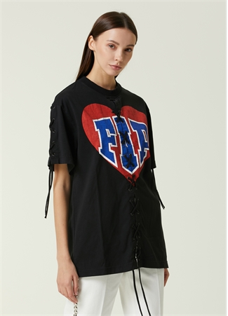 Filles a Papa Kadın Heartbroken Siyah Kuşgözü Detaylı T-shirt 0 US Filles a Papa Kadın Heartbroken Siyah Kuşgözü Detaylı T-shirt 0 US