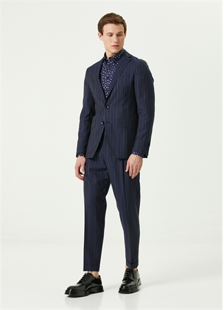 Etro Erkek Lacivert Çizgili Yün Takım Elbise 48 IT Etro Erkek Lacivert Çizgili Yün Takım Elbise 48 IT