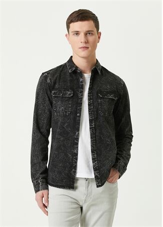 Allsaints Erkek Nokken Gri Denim Gömlek S EU