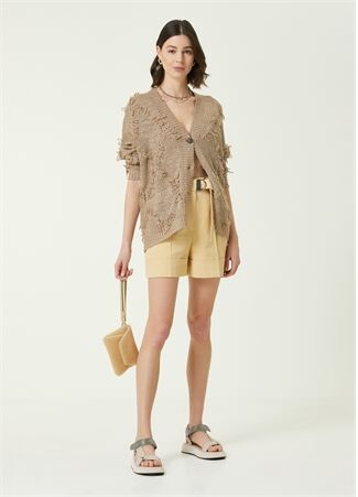 Brunello Cucinelli Kadın Sarı Kemer Detaylı Şort 36 It