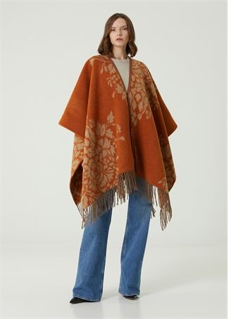 Etro Kadın Turuncu Jakarlı Yün Pelerin EU