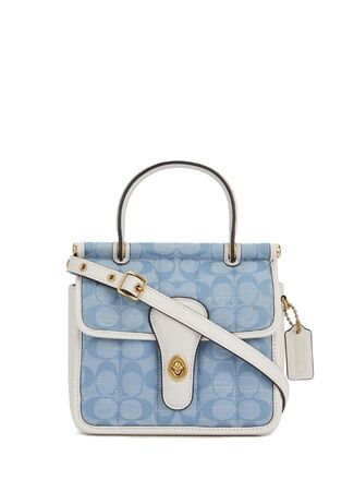 Coach Kadın Mavi Logo Desenli Omuz Çantası EU Coach Kadın Mavi Logo Desenli Omuz Çantası EU