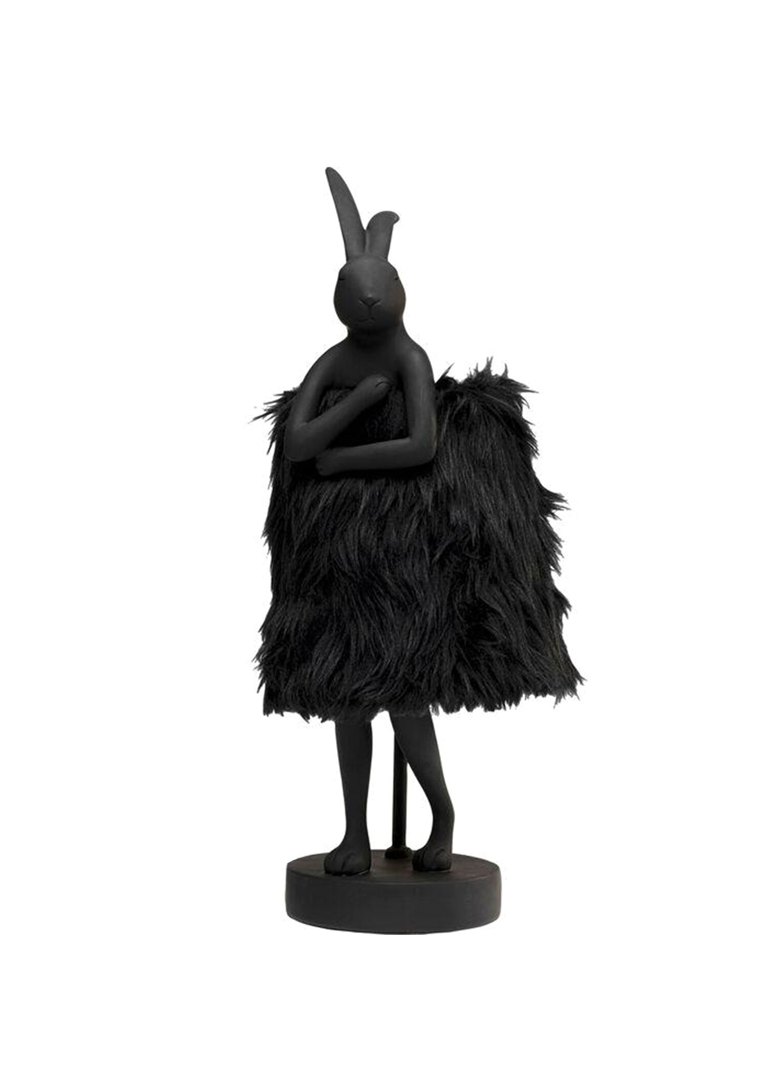 Kare Design - Animal Rabbit Fur Siyah Gold Masa Lambası - Siyah