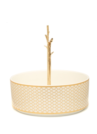 Accract Beyaz Gold Dal Figürlü Porselen Dekoratif Kase