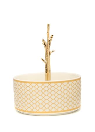 Accract Beyaz Gold Dal Figürlü Porselen Dekoratif Kase