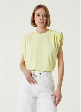 Academia Kadın Sarı Bisiklet Yaka Kolsuz T-shirt L