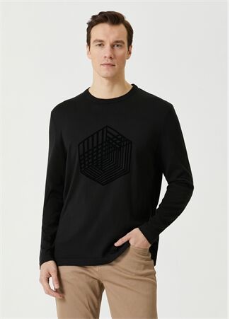 Network Erkek Siyah Baskılı Triko S EU