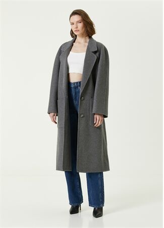 Michael Kors Kadın Gri Yün Palto S EU