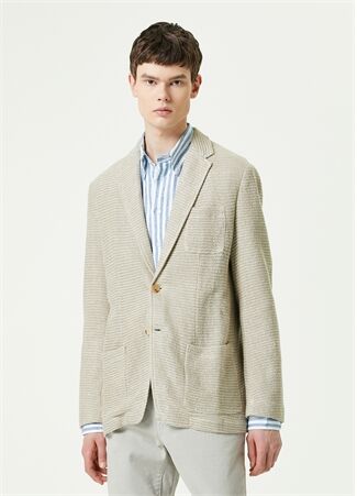 Etro Erkek Bej Waffle Dokulu Ceket S EU
