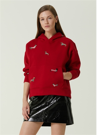 Beymen Club Kadın Kırmızı Kapüşonlu Köpek Nakışlı Sweatshirt S Beymen Club Kadın Kırmızı Kapüşonlu Köpek Nakışlı Sweatshirt S