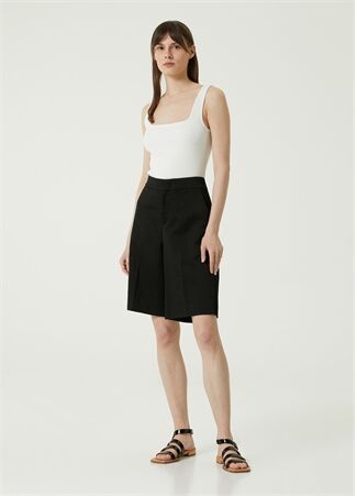 Vince Kadın Siyah Yüksek Bel Keten Şort 2 US