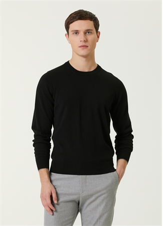 Brunello Cucinelli Erkek Siyah Bisiklet Yaka Kaşmir Kazak 52 IT