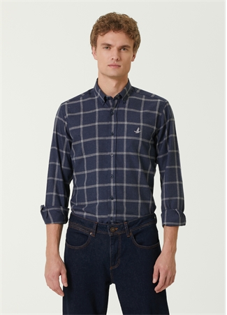 Beymen Club Erkek Comfort Fit Lacivert Melanj Ekoseli Gömlek S