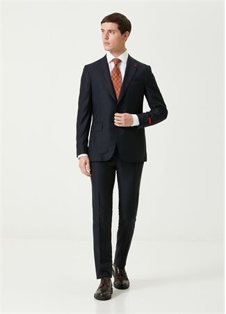 Isaia Erkek Lacivert Yün Takım Elbise 48 IT