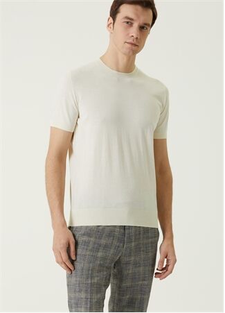 Corneliani Erkek Ekru Bisiklet Yaka Triko Bej 52 IT