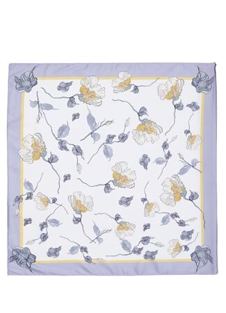 Beymen Kadın Mavi Beyaz Çiçek Desenli Fular EU