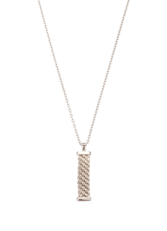 AW by Atolyewolf Erkek Yassı Örgü Dokulu Gümüş Rengi Kolye Gri EU