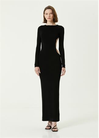 Aya Muse Kadın Siyah Sırt Detaylı Midi Elbise S EU