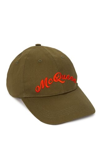 Alexander McQueen Erkek Haki Turuncu Logo Nakışlı Şapka Yeşil L EU Alexander McQueen Erkek Haki Turuncu Logo Nakışlı Şapka Yeşil L EU