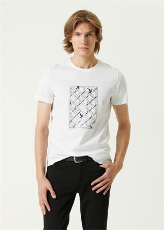 Beymen Club Erkek Beyaz Panel Logo Baskılı T-shirt S