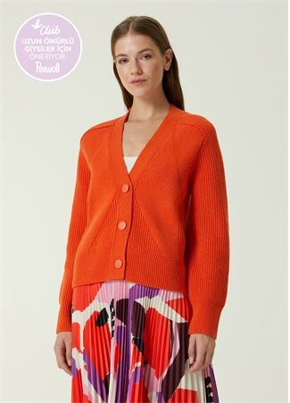 Beymen Club Kadın Turuncu V Yaka Yün Hırka XS